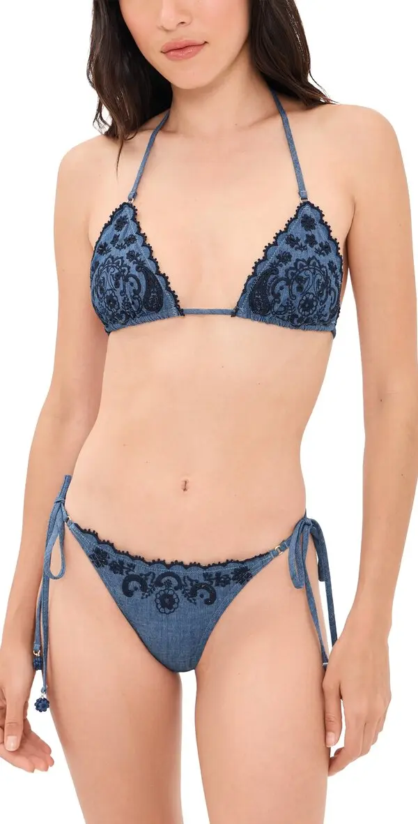 Zimmermann Aster Embroidery Bikini - Denim