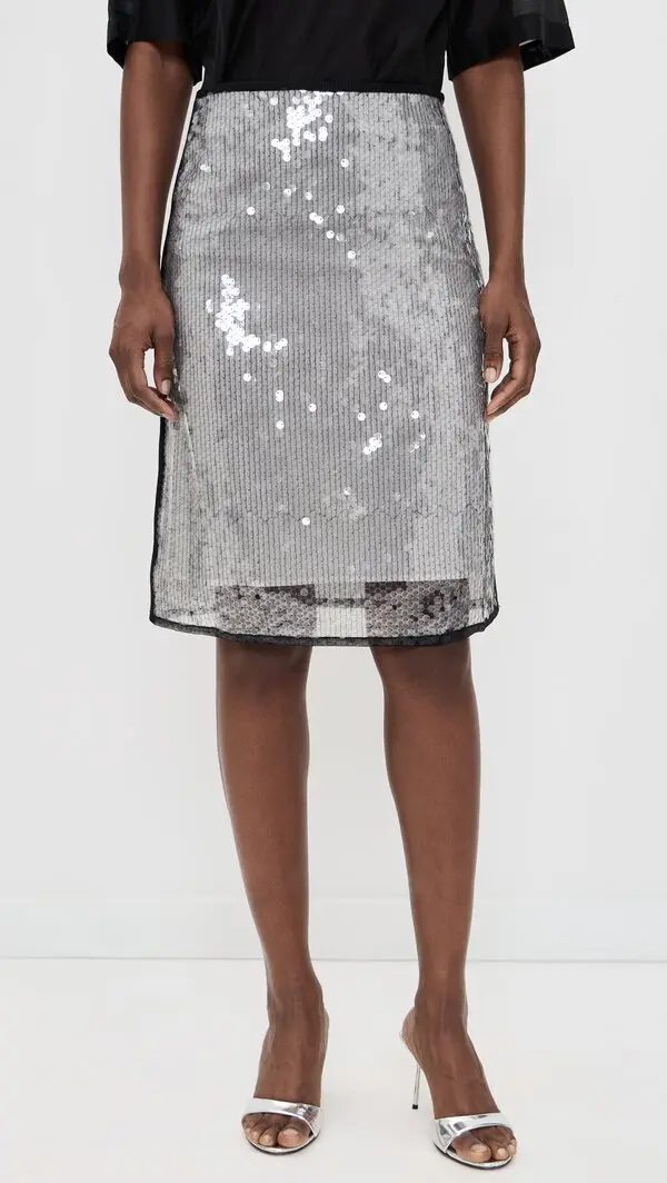 IRO PARIS Sequined Mesh Skirt With Contrast Trim