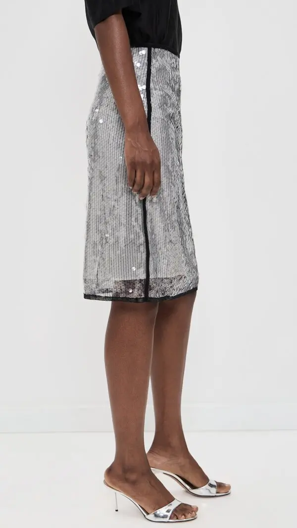 IRO PARIS Sequined Mesh Skirt With Contrast Trim