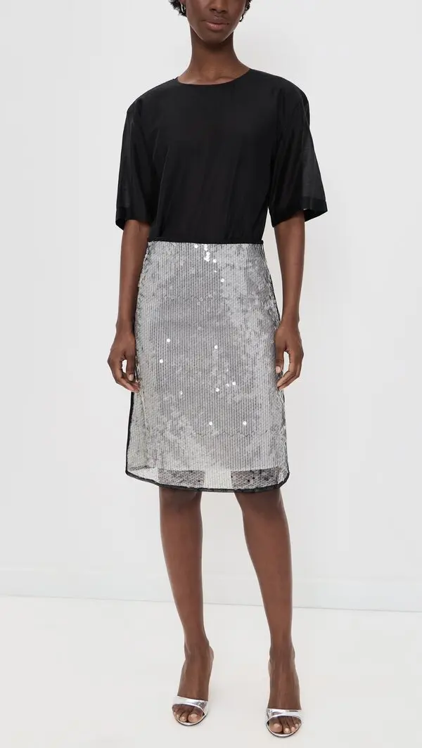 IRO PARIS Sequined Mesh Skirt With Contrast Trim
