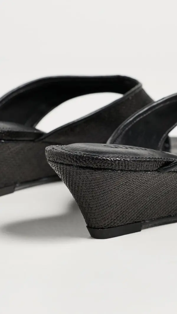 Schutz Maya Low Wedge Thong Sandals - Black