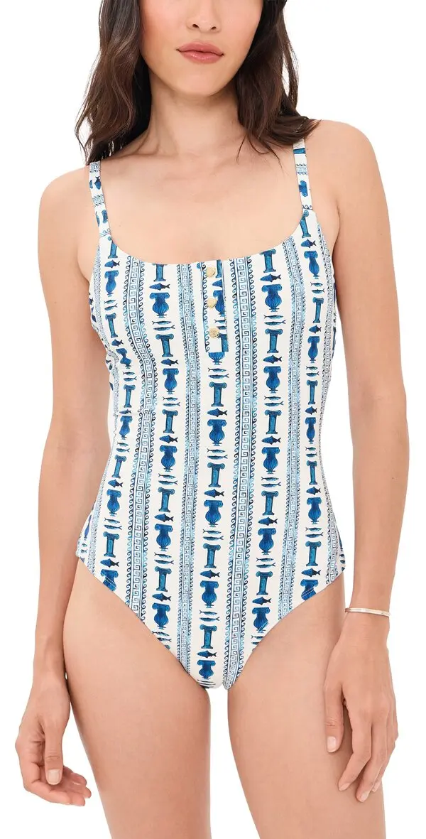 STYLEST Lia Burke-piece Swimsuit - Greek Stripes