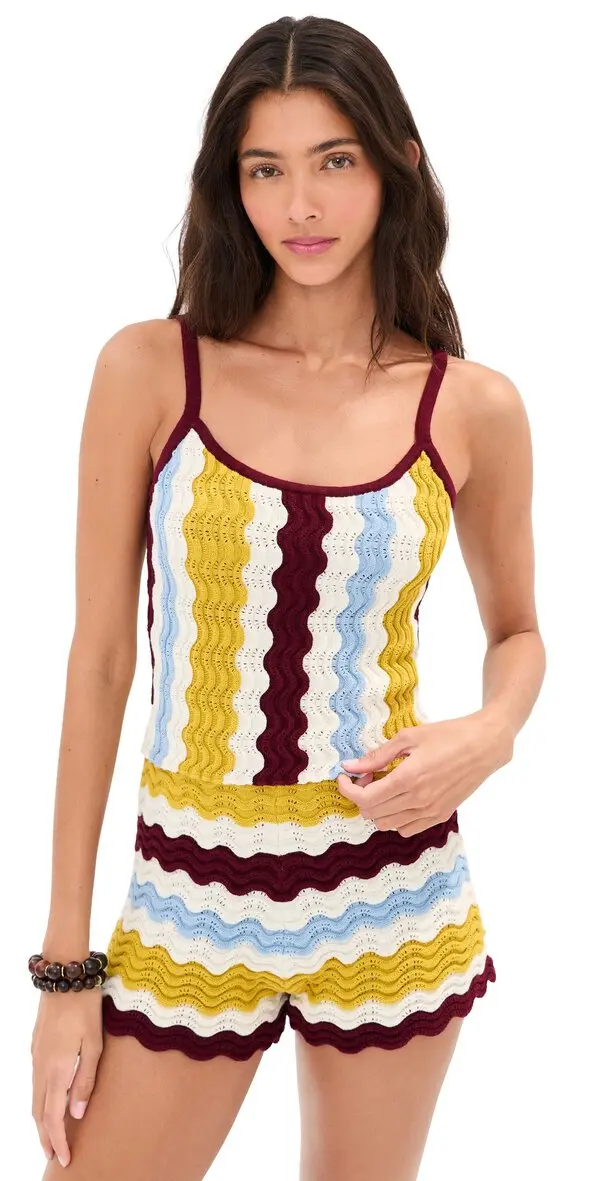 LE BOP Jeselle Wavy Stripe Tank Top - Citrine Stripe