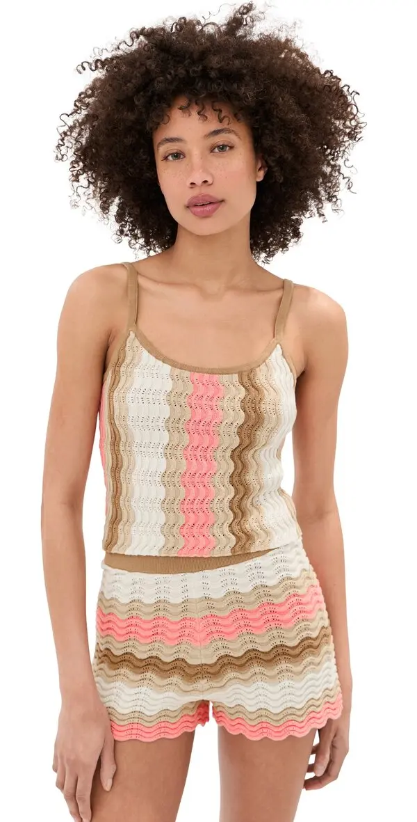 LE BOP Jeselle Wavy Stripe Tank Top - Pink Stripe