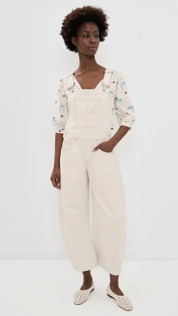 Free People Good Luck Overalls - Milk