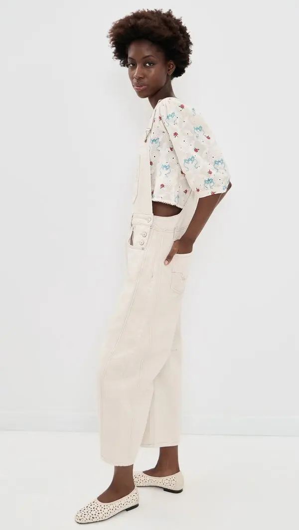 Free People Good Luck Overalls - Milk
