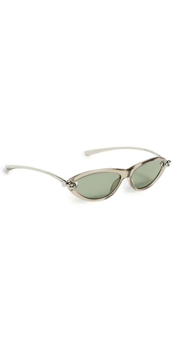 Bottega Veneta Knot Cat Eye Sunglasses - Beige/silver/green