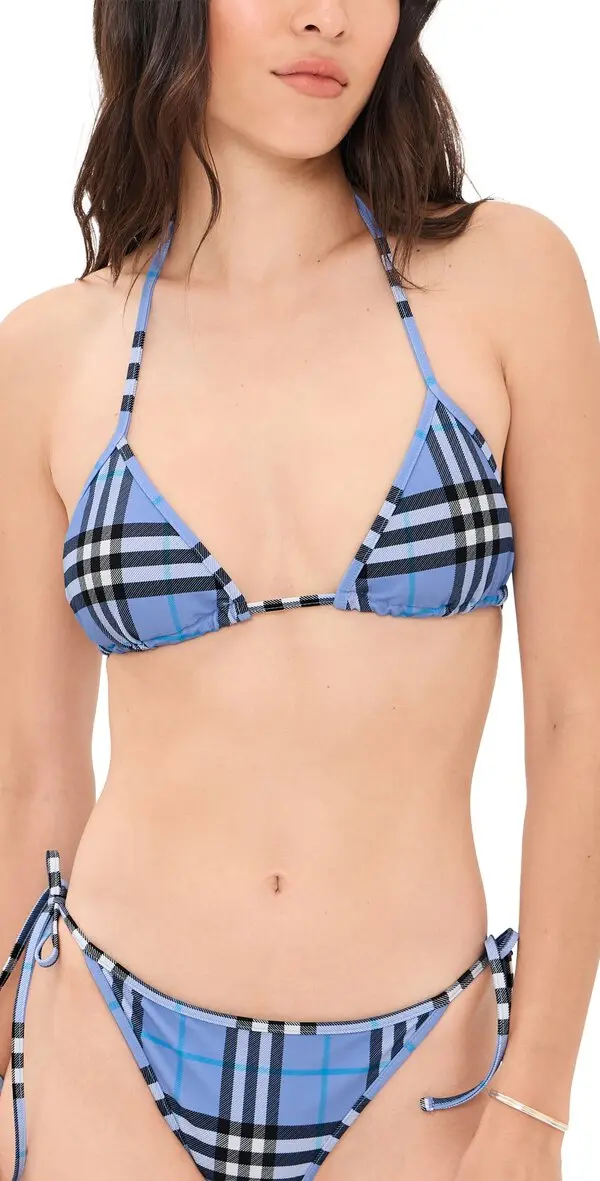 Burberry Sadie Checkered Triangle Bikini Top - Cornflower Blue