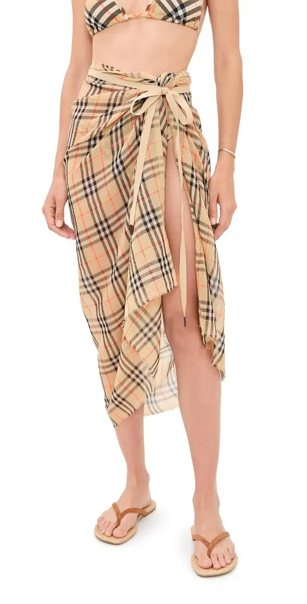 Burberry Check Cotton Sarong - Sand