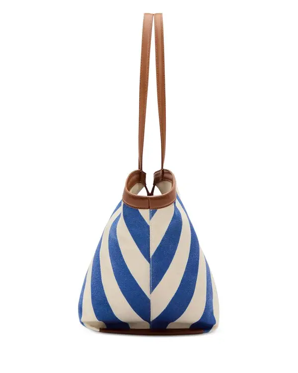 REFORMATION Lucia Large Striped Canvas Tote - Blue