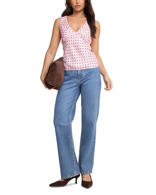 NOBODY'S CHILD Alara Polka Dot V-neck Top