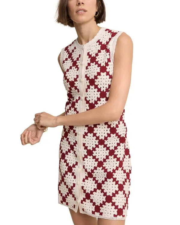 NOBODY'S CHILD Crochet Button Through Mini Dress