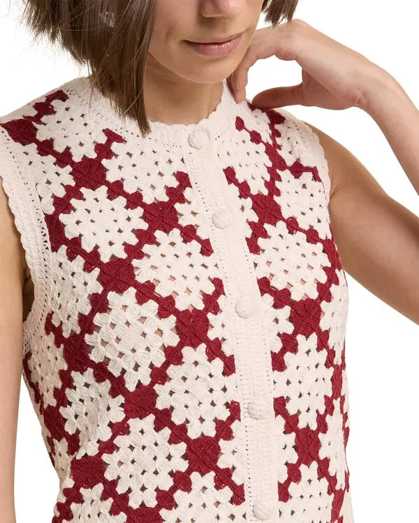 NOBODY'S CHILD Crochet Button Through Mini Dress