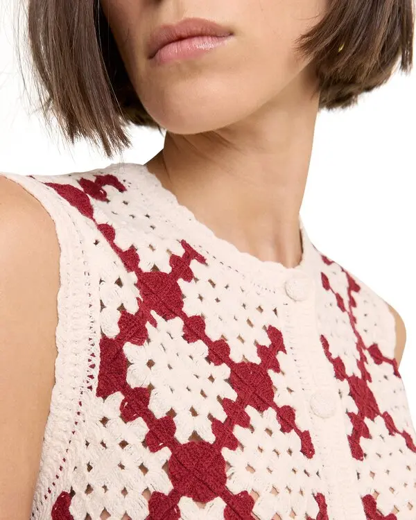 NOBODY'S CHILD Crochet Button Through Mini Dress