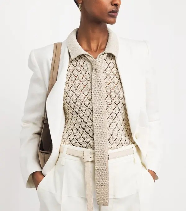 Eleventy Silk-linen Blend Skinny Scarf