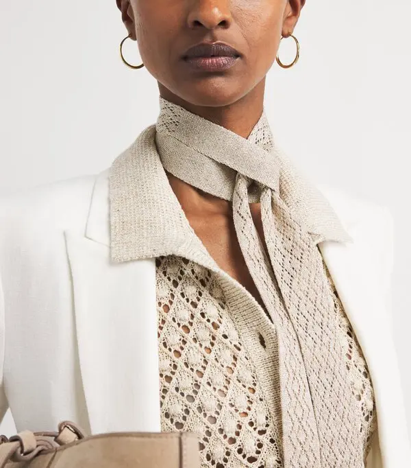 Eleventy Silk-linen Blend Skinny Scarf