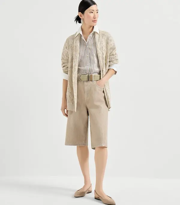Brunello Cucinelli Striped Sequin Embellished Cotton Shirt