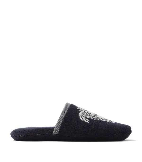 Versace Cotton Medusa Slippers - Blue