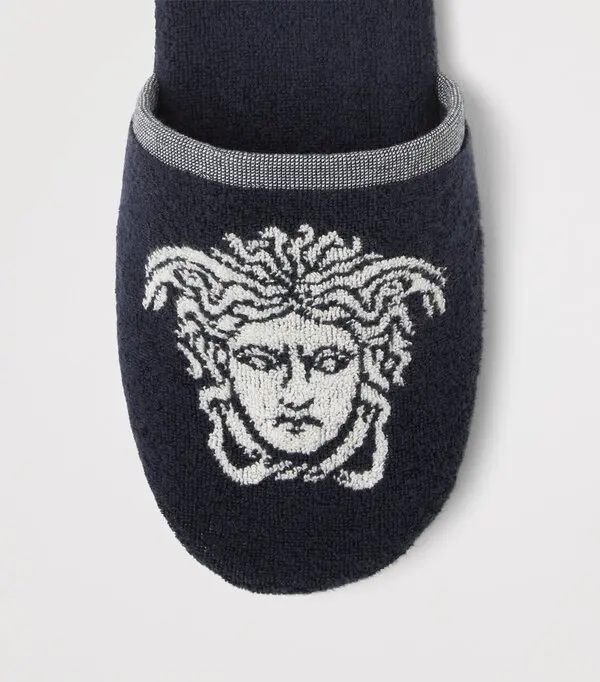 Versace Cotton Medusa Slippers - Blue