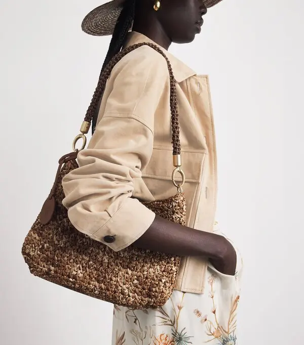 Eleventy Raffia Woven Shoulder Bag