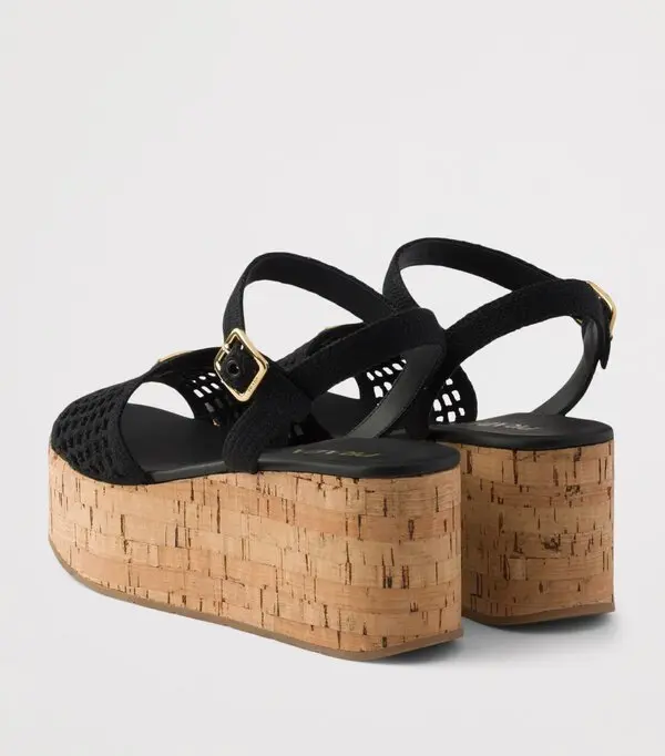 Prada Woven Slingback Platform Sandals