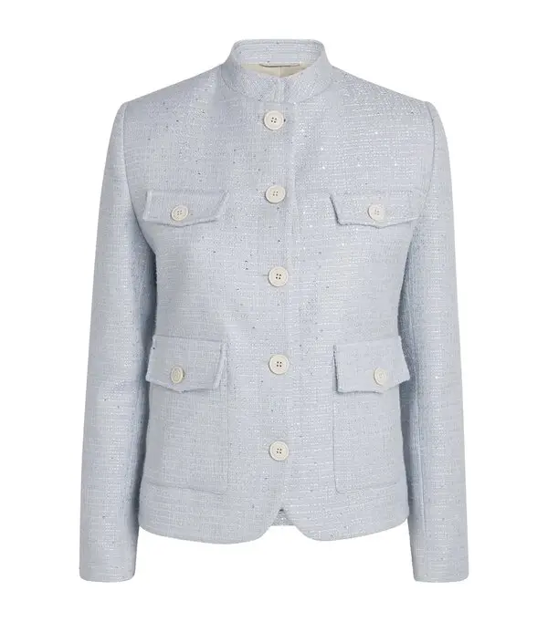 Eleventy Bouclé Tweed Jacket With Sequins