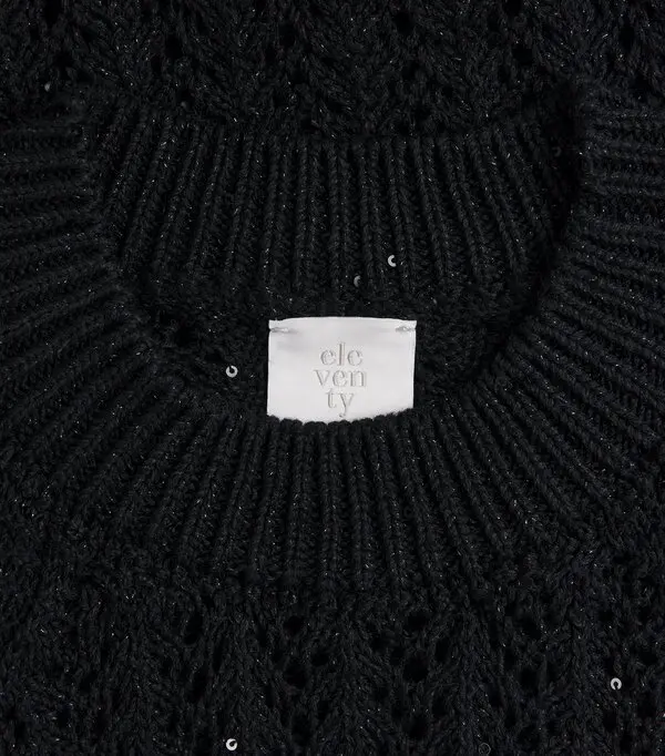 Eleventy Sleeveless Cotton-linen Sequin Sweater