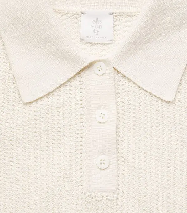 Eleventy Sleeveless Knitted Cotton Polo Shirt - Ivory