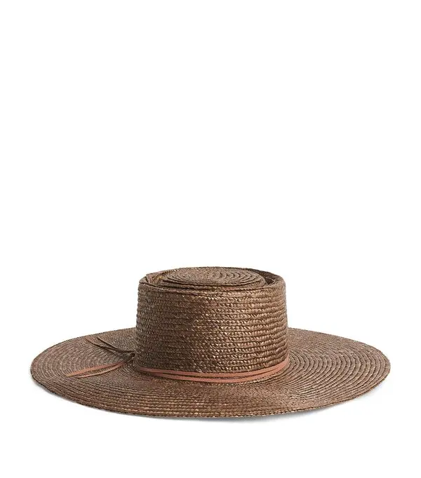 Eleventy Straw Woven Hat With Leather Strap - Beige