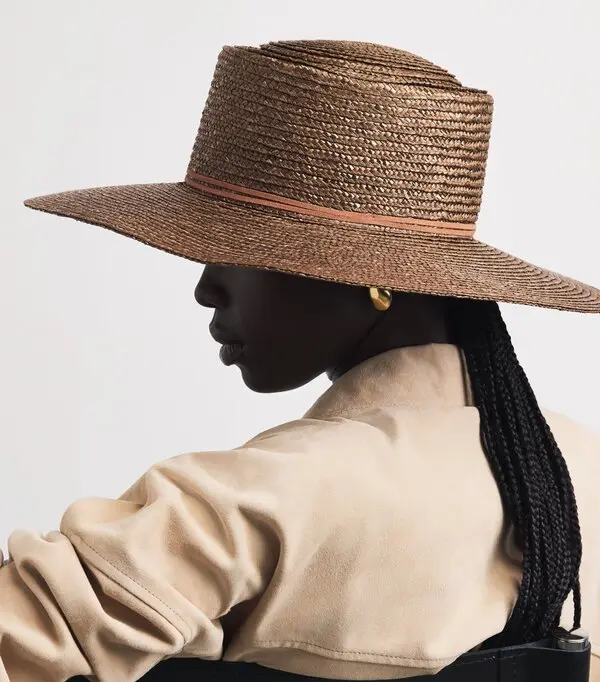 Eleventy Straw Woven Hat With Leather Strap