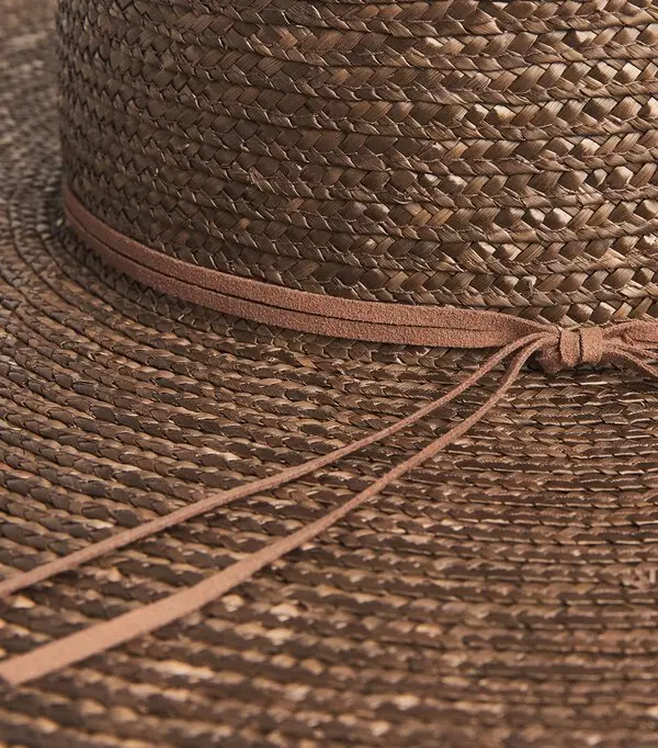 Eleventy Straw Woven Hat With Leather Strap