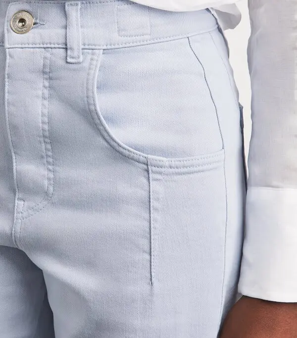 Eleventy Front Pleat Garment-dyed Cotton Jeans
