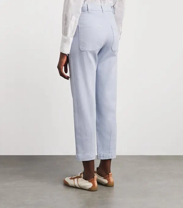 Eleventy Front Pleat Garment-dyed Cotton Jeans