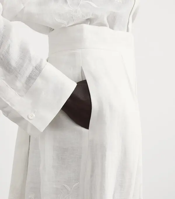 Eleventy Linen Embroidered Maxi Skirt