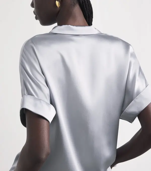 Eleventy Silk Short-sleeve Shirt - Blue