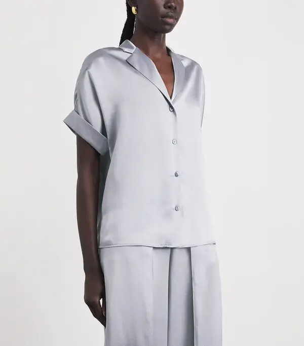 Eleventy Silk Short-sleeve Shirt - Blue