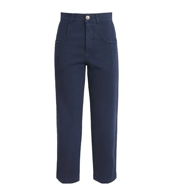 Eleventy Garment-dyed Stretch-denim Cropped Trousers