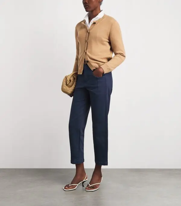 Eleventy Garment-dyed Stretch-denim Cropped Trousers