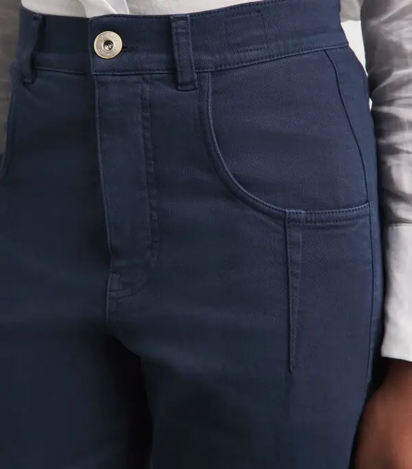 Eleventy Garment-dyed Stretch-denim Cropped Trousers