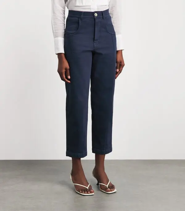 Eleventy Garment-dyed Stretch-denim Cropped Trousers