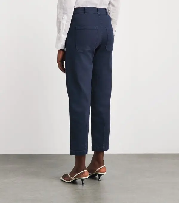 Eleventy Garment-dyed Stretch-denim Cropped Trousers