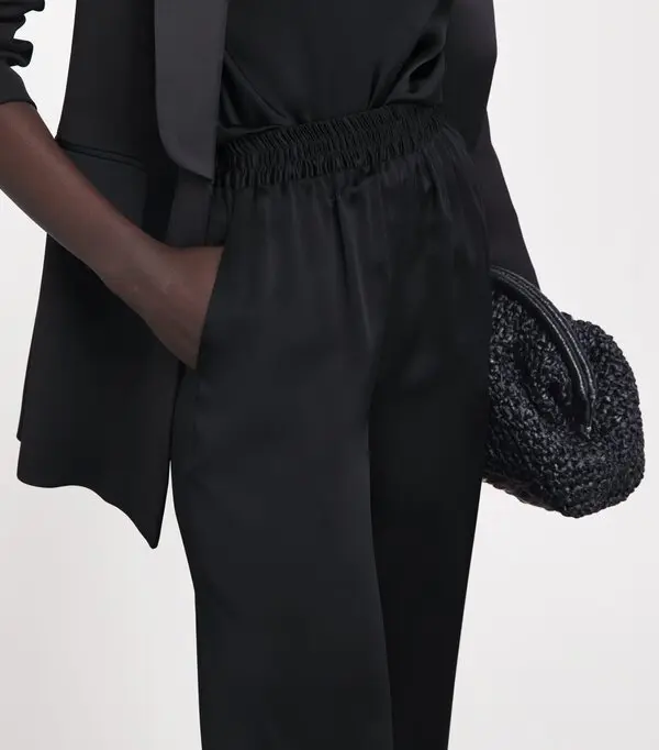 Eleventy Silk Wide-leg Trousers - Black