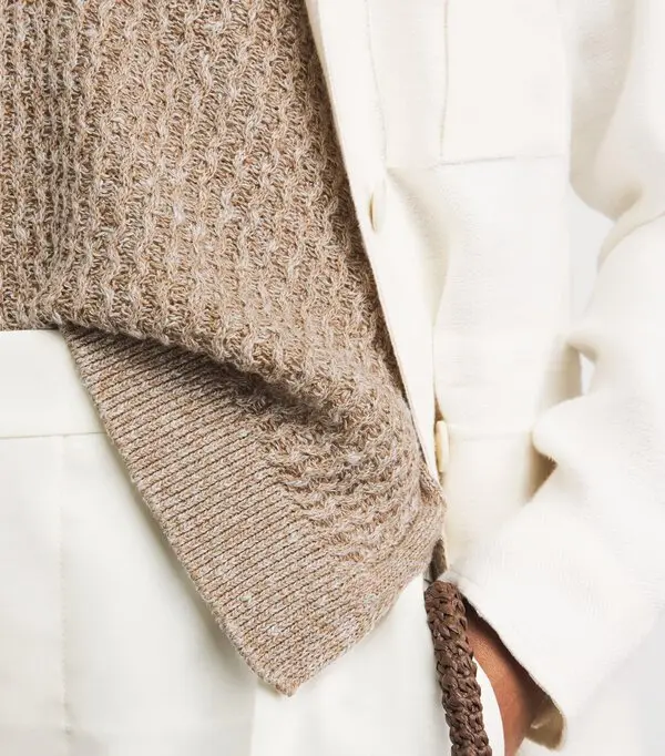 Eleventy Metallic Short-sleeve V-neck Sweater