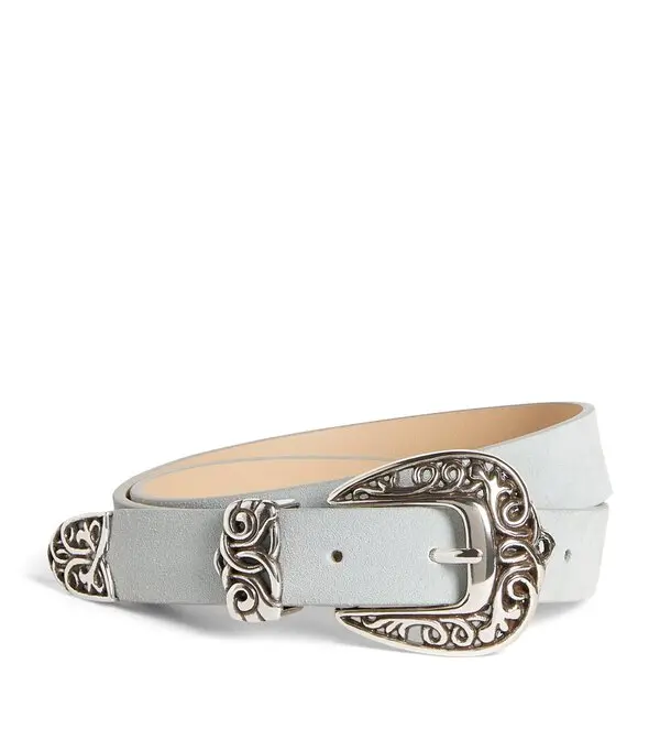 Eleventy Suede Texas-buckle Belt - Blue
