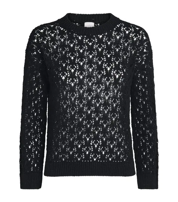 Eleventy Cotton-blend Open-work Knit Sweater