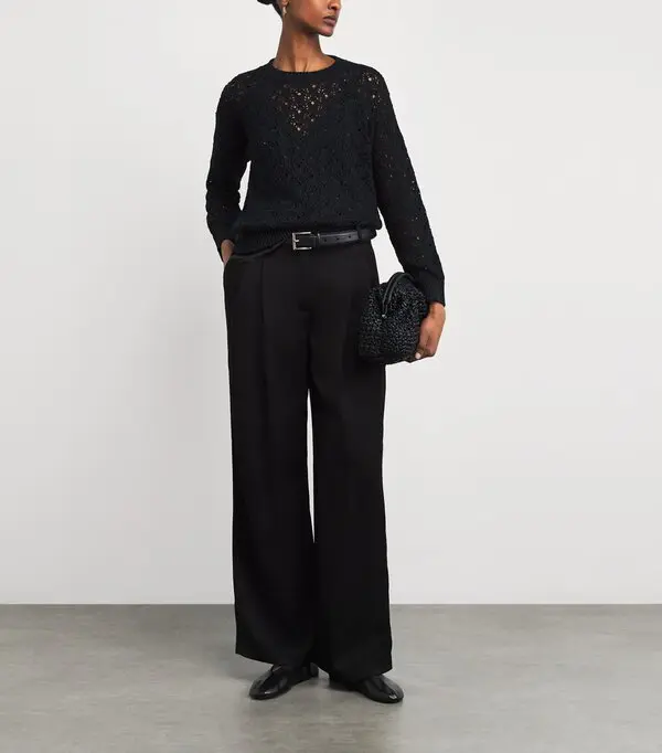 Eleventy Cotton-blend Open-work Knit Sweater