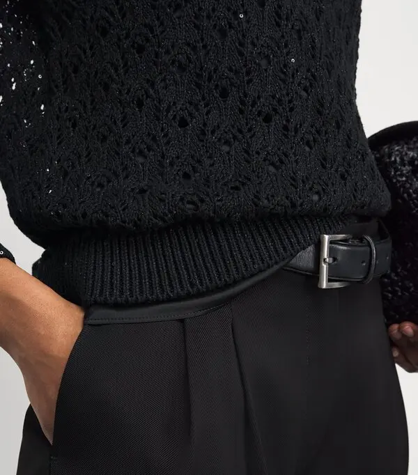 Eleventy Cotton-blend Open-work Knit Sweater
