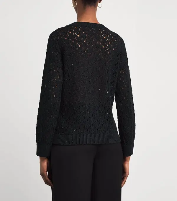 Eleventy Cotton-blend Open-work Knit Sweater