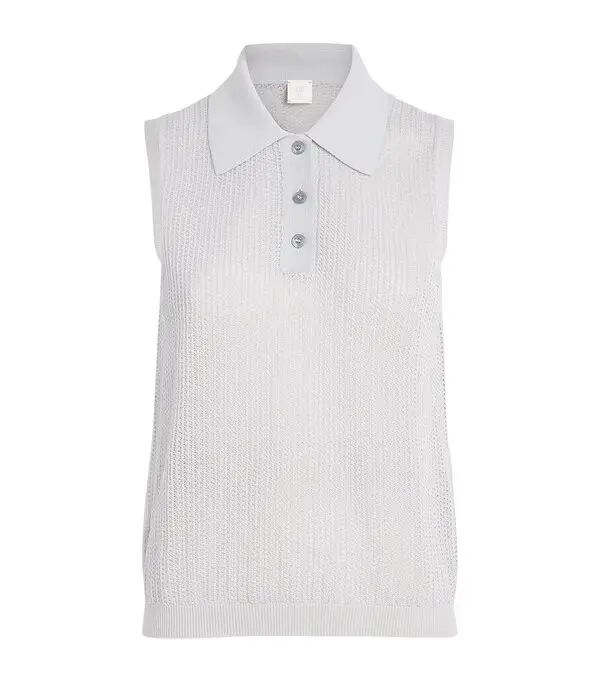 Eleventy Cotton Knitted Sleeveless Polo Shirt