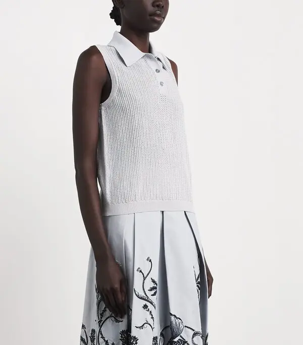 Eleventy Cotton Knitted Sleeveless Polo Shirt